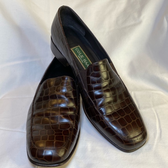 Cole Haan | Shoes | Cole Haan Loafer In Brown Croc Embossed Leather ...